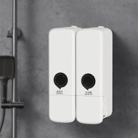 China Wall Mounted Double Pump Manual Soap Dispenser 300ml x 2 Capacity ABS Plastic for Home Hotel Commercial Use for sale