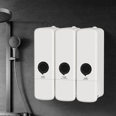 China Modern ABS Manual Soap Dispenser 300ml x 3 Capacity Wall Mounted for Hotels and Bathrooms for sale