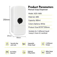 China Modern Wall Mounted Pump Soap Dispenser 800ML Refillable For Home Hotel Bathroom Kitchen for sale