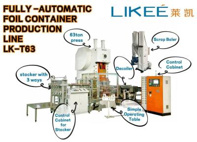 China LK-T63 Aluminum Foil Container Machine with Touch Screen Fault Display 60 Sets Mold Parameter Storage and C-Frame Hydraulic Press for sale