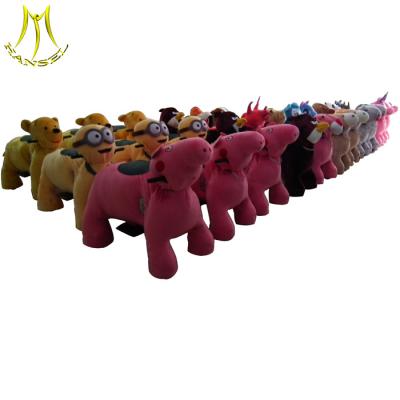 China Hansel the lastest designs battery coin operated happy rides on animal motorized plush riding animals with timer for sale