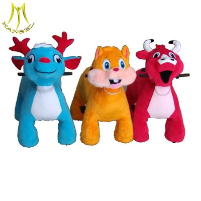 China Hansel kids shopping mall driving electric plush rides on animal toys with necklace and timer for sale