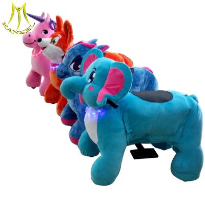 China Hansel coin operated electric animals and plush toys stuffed animals on wheels sale with electric ride on pony for sale