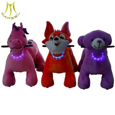 China Hansel kids motorized animals plsuh and animal scooters stuffed ride with park amusement ride for sale