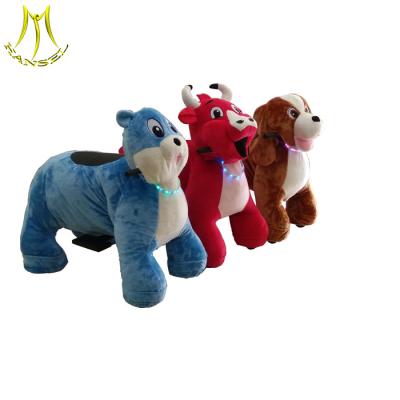 China Hansel stuffed animal car ride electric motorized plush riding animals with light necklace for sale