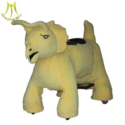 China Hansel plush electrical animal toy car and electric coin operated animal ride with motorized plush riding animals for sale