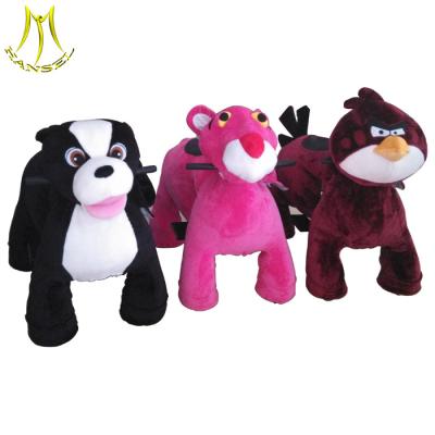 China Hansel   large size indoor plush animal design ride on happy car and  plush motorized animal go kart ride for sale