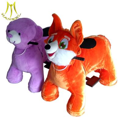 China Hansel  plush dog kiddie rides amusement machine racing car mall animal scooter riders in shopping mall for sale