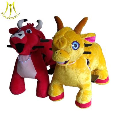 China Hansel manufacturers for amusement park rides  happy rides on animal motorized plush riding animals for sale