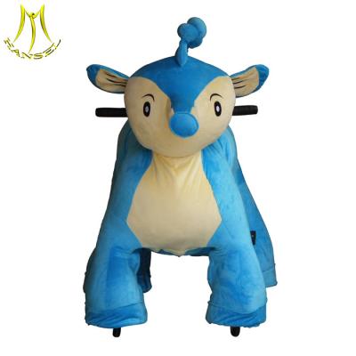 China Hansel children ride on furry motorized animals and kids ride on toys four wheels with ride on plush animals ride for sale