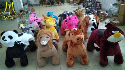 China Hansel kids ride on plush animal scooter and children amusement animals scooter with motorized animals for sale