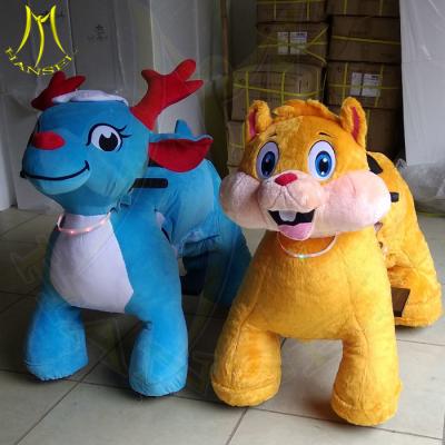 China Hansel kids etlectric horse plush ride and battery operated ride animal for game center with ride on animal scooter for sale