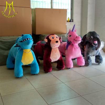 China Hansel  fast profits kids plush motorized riding animals walking toy unicorn rides for sale