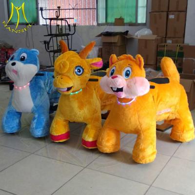 China Hansel electric motorized plush riding animals with plush animal ride from china with electric plush animal scooter for sale