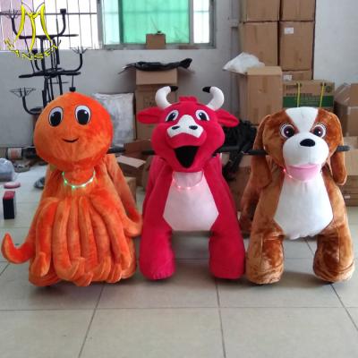 China Hansel used amusement park rides and coin operated kids ride machine with plush motorized animals for sale