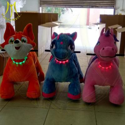 China Hansel kiddie rides coin operated machine and plush motorized animals for mall with plush rideable animal toy for mall for sale