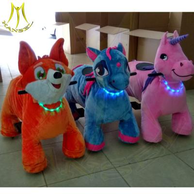 China Hansel kiddie ride on animal control box and ridable plush animal scooter with zoo animal set toy for mall made in china for sale