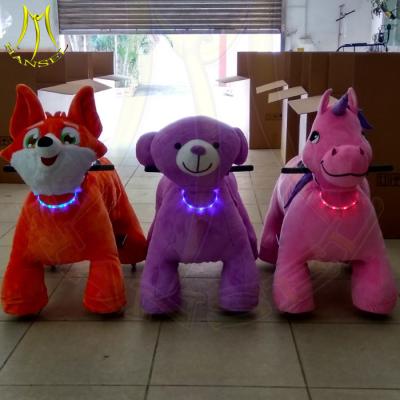 China Hansel coin operated kiddie rides electric battery operated  plush animal scooter for sale