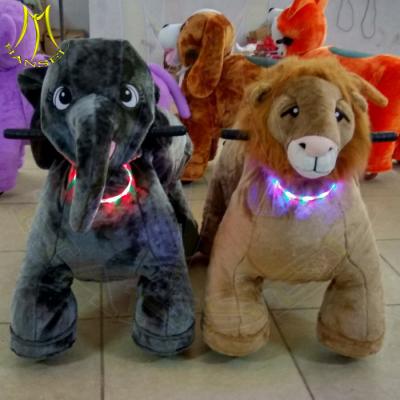 China Hansel new children amusement park playground large electric animal plush ride toy on wheels for sale