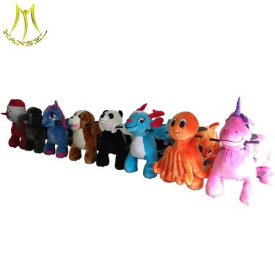 China Hansel plush horse on wheels motorized plush riding animals for sale for sale
