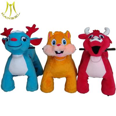 China Hansel Happy animal ride Motorized Plush Riding Animals 4 Wheels Bicycle Toy for sale