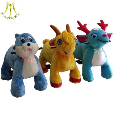 China Hansel indoor amusement park rides electric kids ride on plush animals for sale