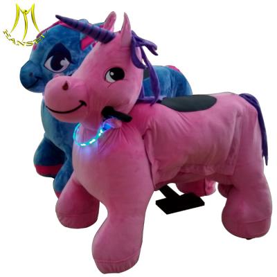 China Hansel kids outdoor games plush giant horse on wheels for sale for sale