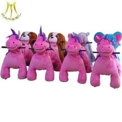 China Hansel hot-selling kids plush riding animals zoo animal ride on unicorn for park for sale