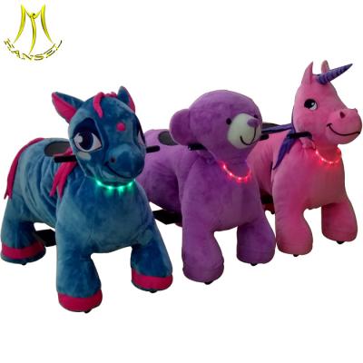 China Hansel  kids ride on wheels plush horse toys plush animal ride for sale for sale