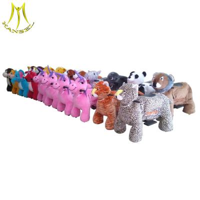 China Hansel 2018 new  kids plush stuffed electric battery operated ride animals on wheels for sale