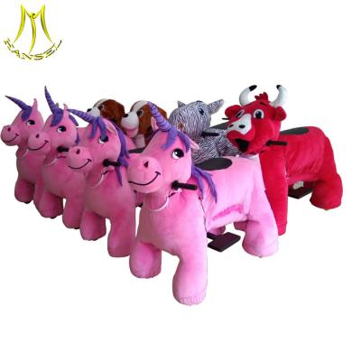 China Hansel 2018 ride for kids plush stuffed electric battery operated ride animals on wheels for sale