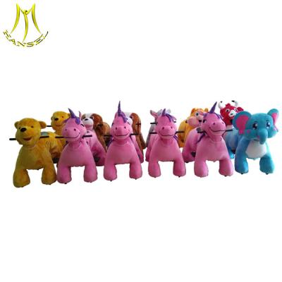 China Hansel  coin operated walking rides zippy battery plush animal scooters in mall for sale