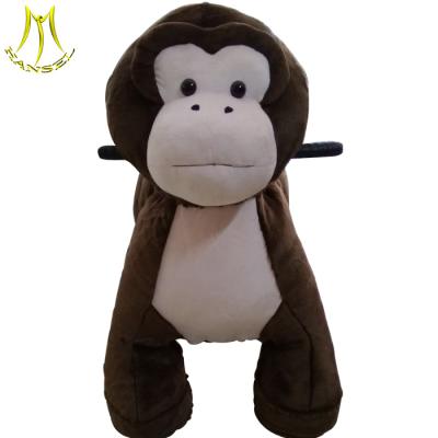 China Hansel kids coin operated four wheel animal bike plush ride on Monkey for sale