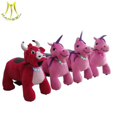 China Hansel happy rides on animal motorized plush riding animals in mall for sale