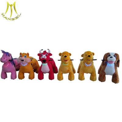 China Hansel children play machine rides kids stuffed 4 wheels electric animal bikes for sale
