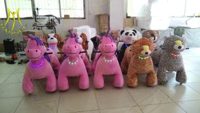 China Hansel walking electronic coin operated kids ride on plush unicorn toys for sale