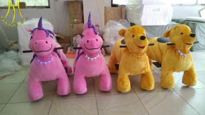 China Hansel coin operated indoor kids ride on plush animal electric scooter for sale