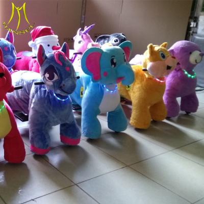 China Hansel shopping mall coin operated walking ride on motorized plush riding animals for sale