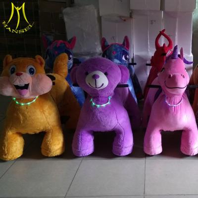 China Hansel kids outdoor games plush rocking horse on wheels battery operated zoo animal toys for sale