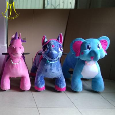 China Hansel children  indoor playground moving electric  parties ride on plush animal electric scooter for sale