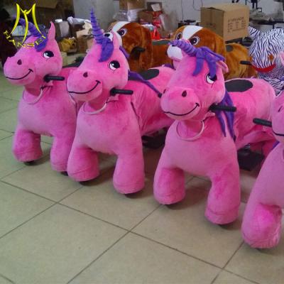 China Hansel kids birthday party games unicorn ride on animals battery stuffed animals plush toy for sale