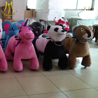 China Hansel fast profits coin operated  plush toys stuffed animals riding electric dog scooter for sale