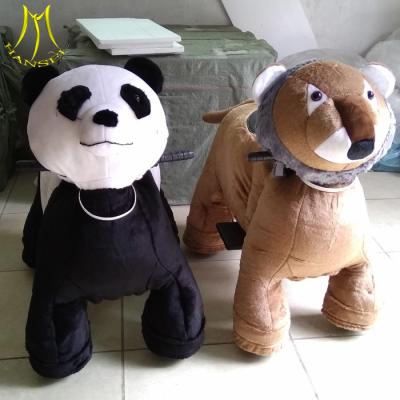 China Hansel  fast profits coin operated pedal go cart battery powered plush ride on animals panda for sale