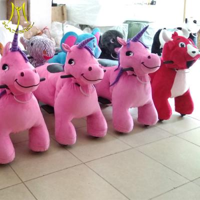 China Hansel children amusement park ride on battery powered plush animal electronic scooter for sale