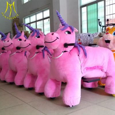 China Hansel birthday parties indoor ride kids plush motorized unicorn zoo riders for sale