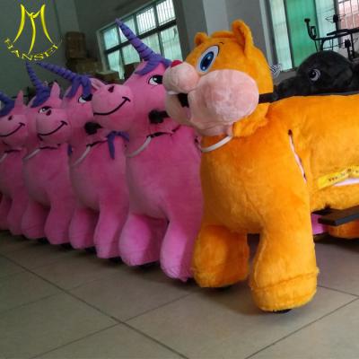 China Hansel  children amusement machine indoor plush rocking horse ride unicorn electric bike for rent for sale
