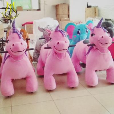 China Hansel fast parofits dinosaur ride plush electric scooter unicorn pony toy animales mountables for sale
