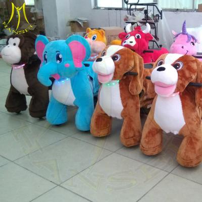 China Hansel amusement coin operated ride on toys plush electric animal scooters for sale