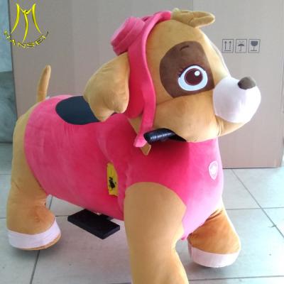 China Hansel high quality kids plush rides stuffed animal paw patrol on wheels for indoor and outdoor riding for sale
