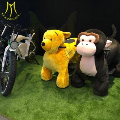 China Hansel amusement machine electric kids ride on plush motorized animals for sale